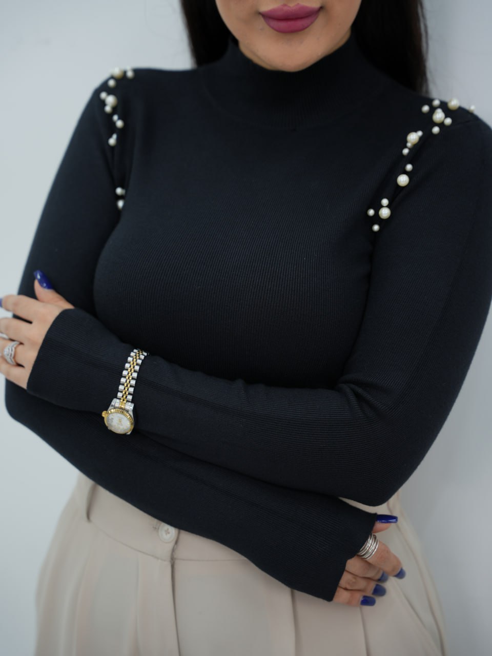 بافت گپ سرشانه مروارید نارنگی کد6846